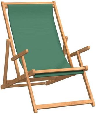 vidaXL Strandstuhl Klappbar Massivholz Teak Gr&uuml;n Vidaxl