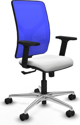 Piqueras y Crespo B&uuml;rostuhl f&uuml;r Zuhause, mit 2D-Armlehnen, h&ouml;henverstellbare Lendenwirbelst&uuml;tze, ausgestattet mit 3 Positionen und Schneideschaum, Blau/Wei&szlig;