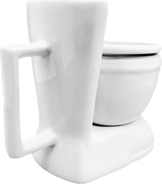 Cabilock Keramik Kaffeebecher Toilettenform Lustige Tasse mit Deckel f&uuml;r Erwachsene Frauen M&auml;nner Vielseitig als Becher Blumentopf oder Bonbonbeh&auml;lter Geeignet