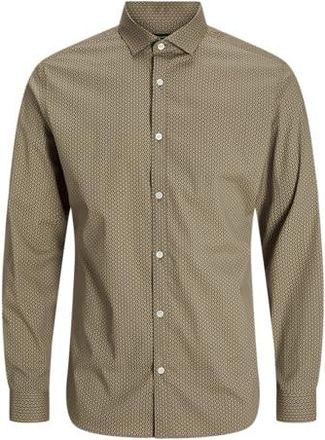 Jack & Jones Jprblablackpool Print L/S Shirt Sn, Travertine, M Hommes