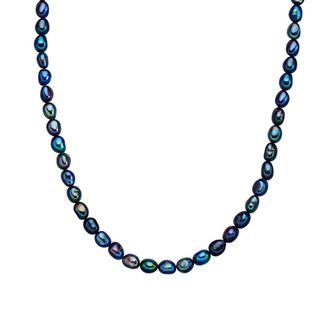 Valero Pearls Halskette - Sterling Silber Perlen-Kette S&uuml;&szlig;wasser-Zuchtperle - Gr. unisize - in Blau - f&uuml;r Damen