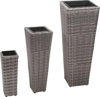 vidaXL Vidaxl - Lits sur&eacute;lev&eacute;s de jardin 3 pcs R&eacute;sine tress&eacute;e Gris