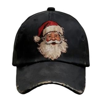 Generico Chapeau De Baseball De No&euml;l,Bonnet Imprim&eacute; R&eacute;tro P&egrave;re No&euml;l | Chapeau Avec Bord Vintage Avec Sangle &Eacute;lastique R&eacute;glable | Pour Golf Hiver Course Plage S