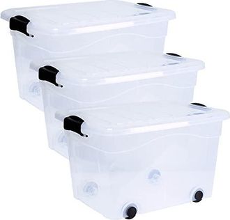 Siena Home Aufbewahrungsbox 60l 3 er Set Anzio mit Rollen