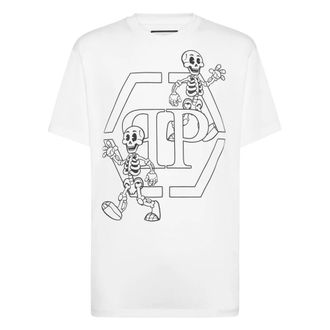 Philipp Plein T-Shirt Rundhals Skeleton - - Tops - Herren - Wei&szlig; - XL