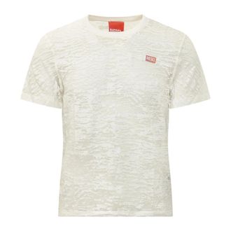 Diesel Homme, Tops, Blanc, Taille: M T-shirt &agrave; logo effet d&eacute;lav&eacute;