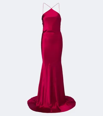 Alex Perry Robe longue en satin de soie
