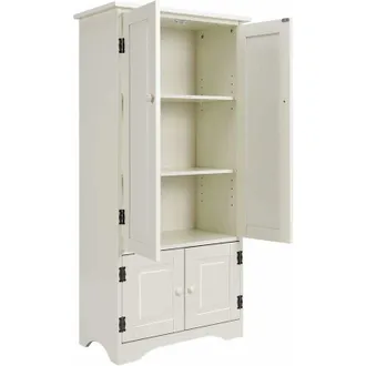 Costway Costway - Armoire de Rangement Vintage en mdf avec 2 &Eacute;tag&egrave;res R&eacute;glables sur 5 Positions et Dispositif Anti-Dumping, 58,5 x 31,5 x 123 cm Noir