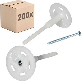 Protektor D&auml;mmstoff-Schraubd&uuml;bel WDVS D&uuml;bel f&uuml;r Fassadend&auml;mmung - 14cm, 200 St&uuml;ck, Wei&szlig;