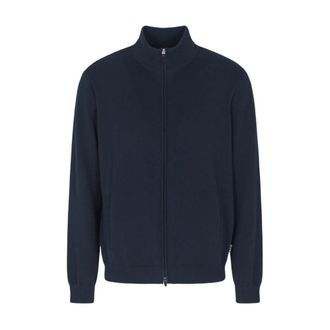 Emporio Armani Cardigan mit Rei&szlig;verschluss - - Knitwear - Herren - Blau - 2XL