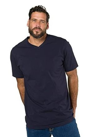 JP1880 Hommes Grandes Tailles L-8XL T-Shirt col V Manches Courtes en Coton Marine foncé 4XL 702415 76-4XL