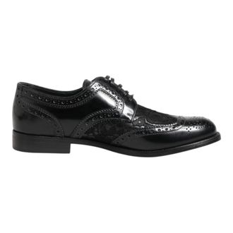Dolce & Gabbana Schwarze Lederblumen Spitzenkleidschuhe - - Shoes - Damen - Schwarzk - 36 EU