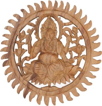 Guru Shop Geschnitztes Wandbild Deko Wandrelief - Elefant, Ganesh, 25x25x2 cm