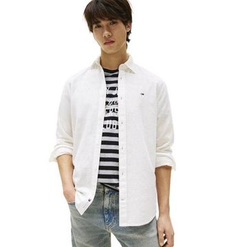 Tommy Jeans Linen Blend M - Langarm Hemd - Herren