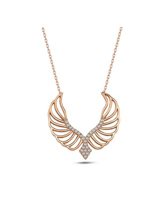 Dkeniz Dkeniz Anhänger mit Kette 925/- Sterling Silber rosévergoldet Modern Design Silberkette