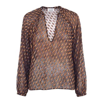 Ni&ugrave; Niu, Femme, Blouses et Chemises, Brun, Taille: 38 FR Blouses