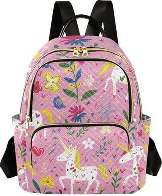Mnsruu Mini sac à dos pour femme, motif licorne, cheval rose, petit sac à dos tendance pour femme, sac à dos décontracté, Multi291, S