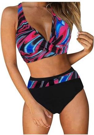 Generic Maillots De Bain Deux Pieces Femme Gainant Et Amincissant Fendu, Bikini, Sexy, Bordure, Bikini, Nouvelle (Watermelon Red, S)