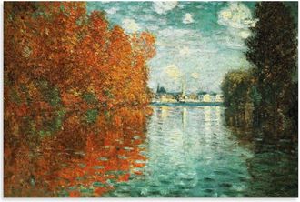 Cambos Claude Mone Berühmte Malerarbeiten (Herbst-Effekt bei Argenteuil) Druck Poster Leinwand Wandkunst Bild Drucke Hängende Foto Geschenkidee Dekor Häuser 