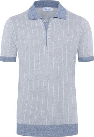 Gran Sasso Poloshirt mit Nadelstreifen aus einem Baumwolle-Leinen-Mix in