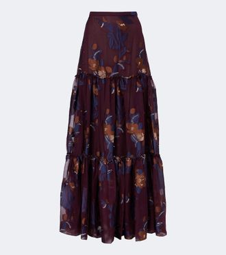 Etro Jupe longue en soie m&eacute;lang&eacute;e
