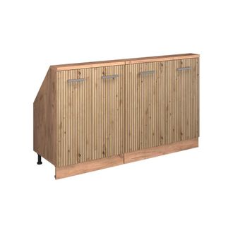 Vicco K&uuml;chenschrank f&uuml;r Dachschr&auml;gen R-Line, Artisan-Eiche/Goldkraft Eiche, 140 cm 2er Set