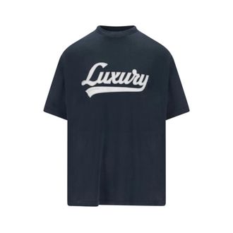 Balenciaga Luxury Script Oversized T-Shirt - - Tops - Herren - Blau - S