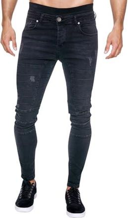 Generic Jean Homme Jeans Homme Jean Homme Regular Confortable Classique Coupe Moto Slim Fusel&eacute;e Stretch - Cinq Poches Classiques, Id&eacute;al pour Style Casual Urba