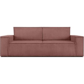 Konsimo Napi Sofa 3 Sitzer, mit Schlaffunktion, in Pet Friendly Cord-Stoff, Rosa - Konsimo