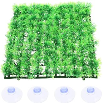 SOLUSTRE Kunstrasenmatte Aquarium Deko Kunststoff 25x25cm mit Saugn&auml;pfen Langlebig Farbbest&auml;ndig Pflegeleicht f&uuml;r Aquarien und Terrarien Naturnahe Tierlandscha