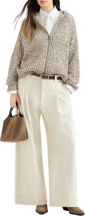 Brunello Cucinelli Net-Knit Hooded Cardigan - Beige