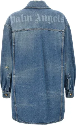 Palm Angels Washed Denim Jacket - Blue