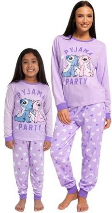 Disney Pyjama Stitch pour Femmes | Pyjamas mère Fille | Vêtements de Nuit Stitch and Angel pour Femmes | Teen Girl Correspondant aux vêtements de Nuit | Viol