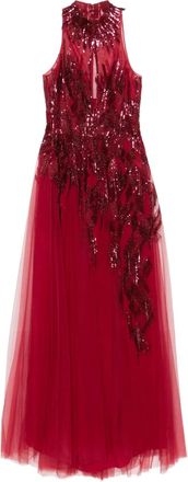 Saiid Kobeisy Langes Kleid mit Perlen - Rot