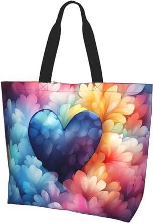 Generic Coeur Bleu Sac Fourre-Tout Pliable Tote Bag L&eacute;ger Sac &Agrave; Bandouli&egrave;re Pour Plage Voyage Universit&eacute;