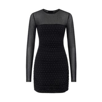 Liu Jo Mini Robe en Tulle avec Strass - Femme - Robes - Noir - Taille: 42 FR