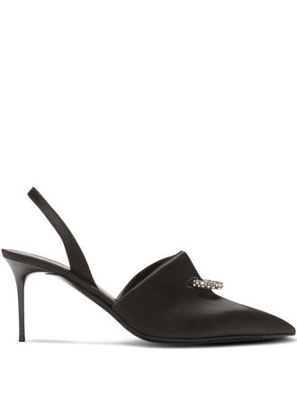 Balmain piercing-detail satin pumps - Schwarz