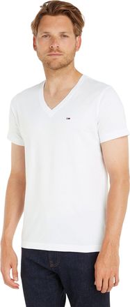 Tommy Jeans Herren TJM Original Jersey V Neck Tee Dm0dm04410 Kurzarm Strickoberteile, Weiß (Classic White), XXS EU