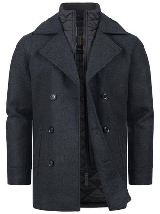 Indicode Herren INLunil Kurzmantel mit Stehkragen | Herrenmantel Mantel aus Wollmix für Männer Charcoal Mix, L