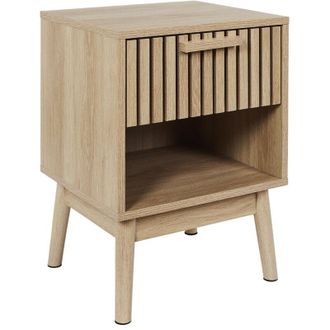 The Home Deco Factory The Home Deco Factory - Table de chevet en panneaux de particules effet tasseaux - 1 tiroir spacieux - Dimensions 40x35x55 cm - Style scandinave