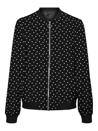 Vero Moda Veste de Tailleur pour Femme Fly Away Col Fermeture &eacute;clair Veste l&eacute;g&egrave;re Polyvalente, Couleurs:Noir, Taille:XS