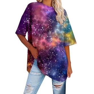 Generic Costume de galaxie pour femme - T-shirt galaxie - Imprim&eacute; graphique - Univers - Ciel &eacute;toil&eacute; - Espace - Carnaval - T-shirt &agrave; manches courtes - Costume 