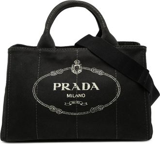 Prada Hobo Bags - Canvas Canapa Logo Satchel - Gr. unisize - in Schwarz - f&uuml;r Damen