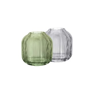 Villeroy & Boch Fleur Vasen-Set 2-teilig, 11 cm, Sp&uuml;lmaschinenfest, Tischvasen, Handgefertigte und Mundgeblasene Glasvasen, Blumiges Design, Klare und Farbige Blumenv