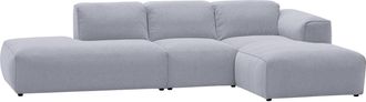 Studio Copenhagen home24 Ecksofa mit Chaiselongue Grau/Hellgrau Webstoff Saia 290 x 71 x 173cm Longchair davorstehend rechts Modern