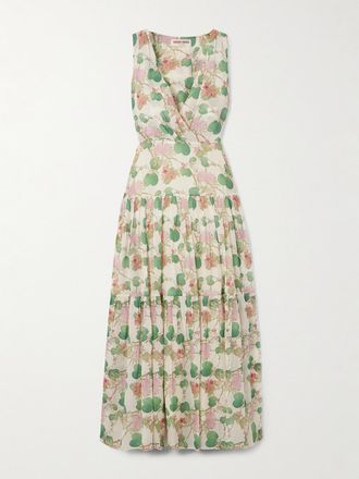 Emporio Sirenuse Antheia Dragonfly Maxikleid Aus Baumwoll-voile - Neutral