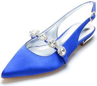 Miyoopark Chaussures de mariage basses pour femmes Slingback soirée décolleté, M670 Bleu roi, 40.5 EU