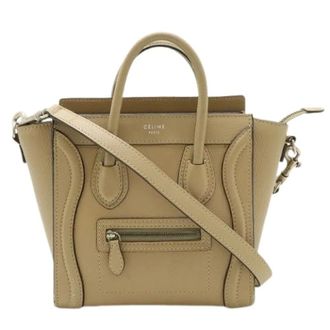 Celine Pre-owned Luggage Nano Shopper Leather 2way Bag - Femme - Pre-owned - Beige - Taille: ONE Size