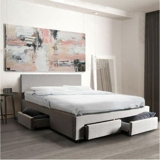 Weber Industries Le Quai Des Affaires - Bett lugano 140x190 + 1 Bettkasten + 4 Schubladen / Hellgrau/ 202x150x85