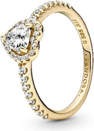Pandora Damen Ring Erhöhtes Herz 14k Gold, Zirkonia 159139C01 58